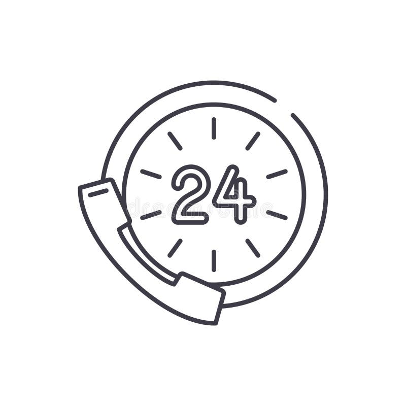 24 Hour Communication Line Icon Concept. 24 Hour Communication Vector ...