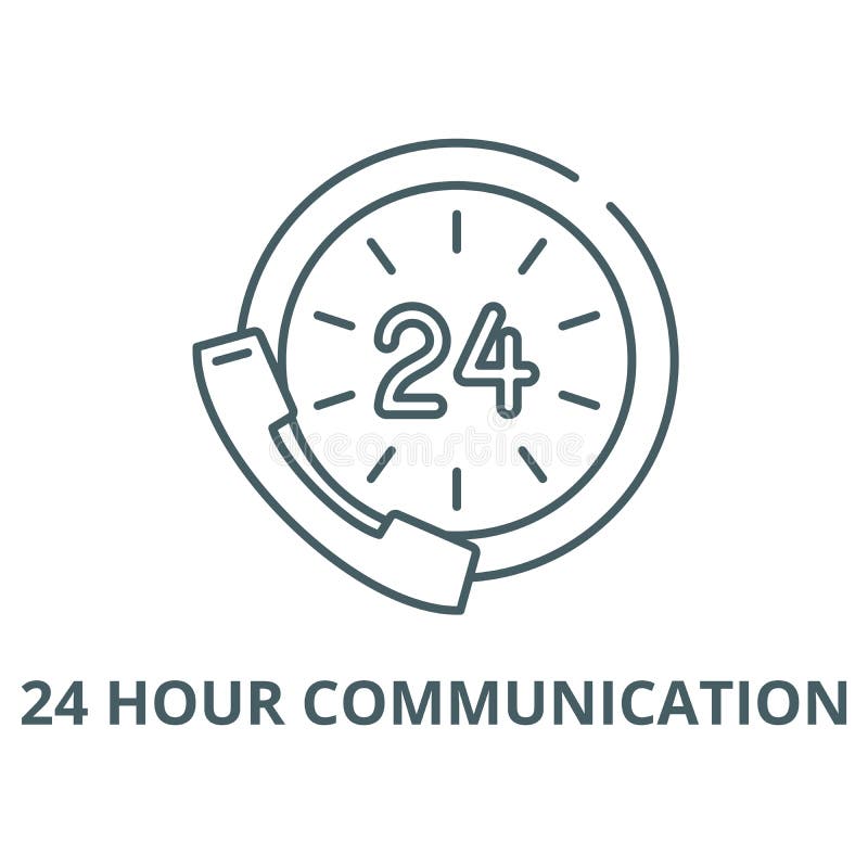 24 Hour Communication Vector Line Icon, Linear Concept, Outline Sign ...