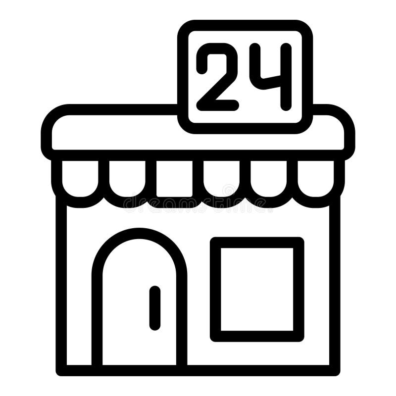 24hour Convenience Store Icon Graphic Stock Illustration - Illustration ...