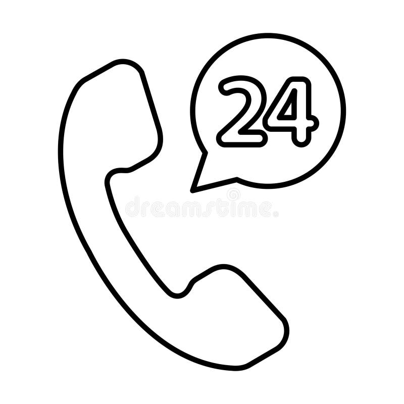 24 Hour Customer Help Icon in Outline Style Stock Vector - Illustration ...