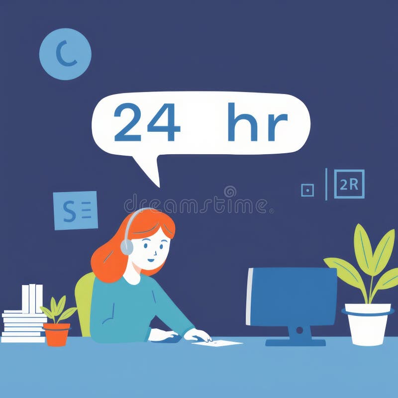 Customer Support 24 Hr Illustration Stock Illustration - Illustration ...