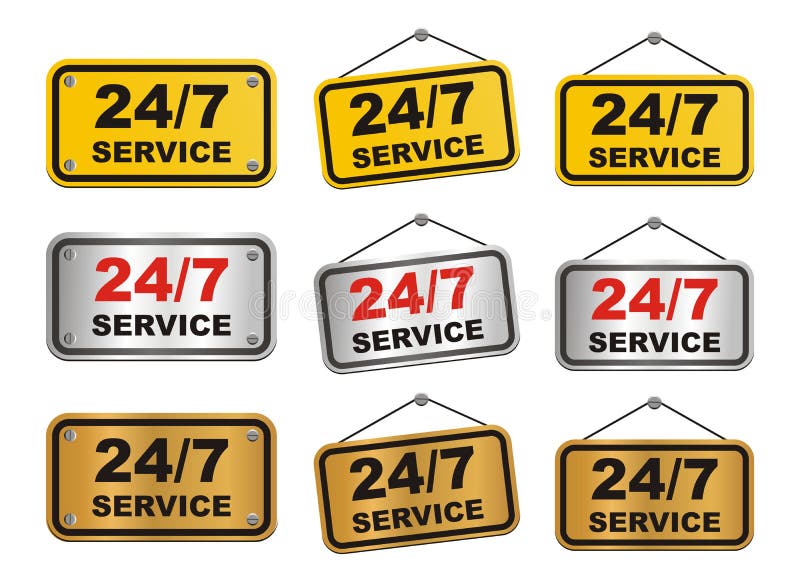 24/7 Service Signage Template Illustration Design. Vector EPS 10 Stock ...