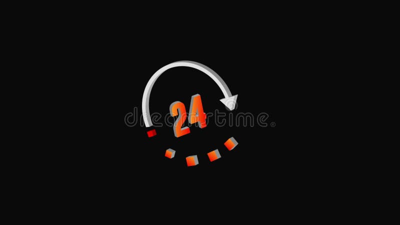 24 Hour E-commerce Service Icon Rotation Animation on Black Background ...