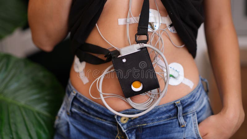 24-hour ECG Monitoring and Holter Monitoring on a Woman Body Stock ... 24-hour ECG Monitoring and Holter Monitoring on a Woman Body Stock ...