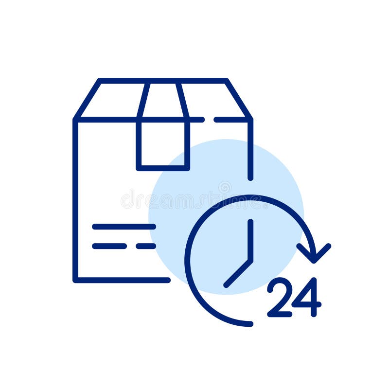 24 Hour Goods Delivery. Box with Clock. Fast Shipment. Pixel Perfect ...