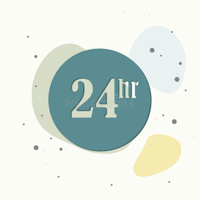 24 Hour on Gray Background. Flat Image Time of Clock on Multicolored ...