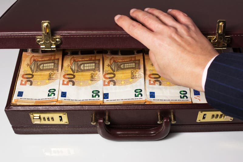 24-hour Half-open Briefcase Full of Euro Banknotes Stock Image - Image ...