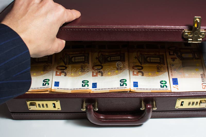24-hour Half-open Briefcase Full of Euro Banknotes Stock Image - Image ...