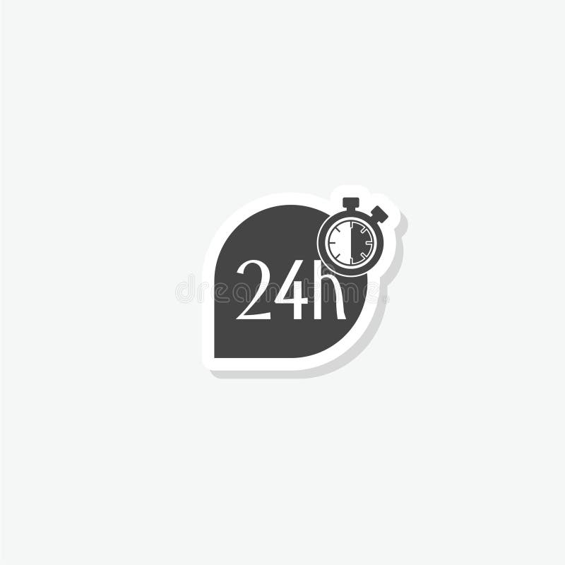24 Hour Icon Sticker Isolated on White Stock Vector - Illustration of ...
