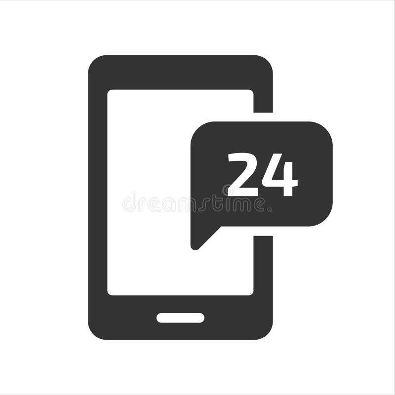 24 Hour Mobile Support Vector Icon Isolated Sign Stock Vector ...