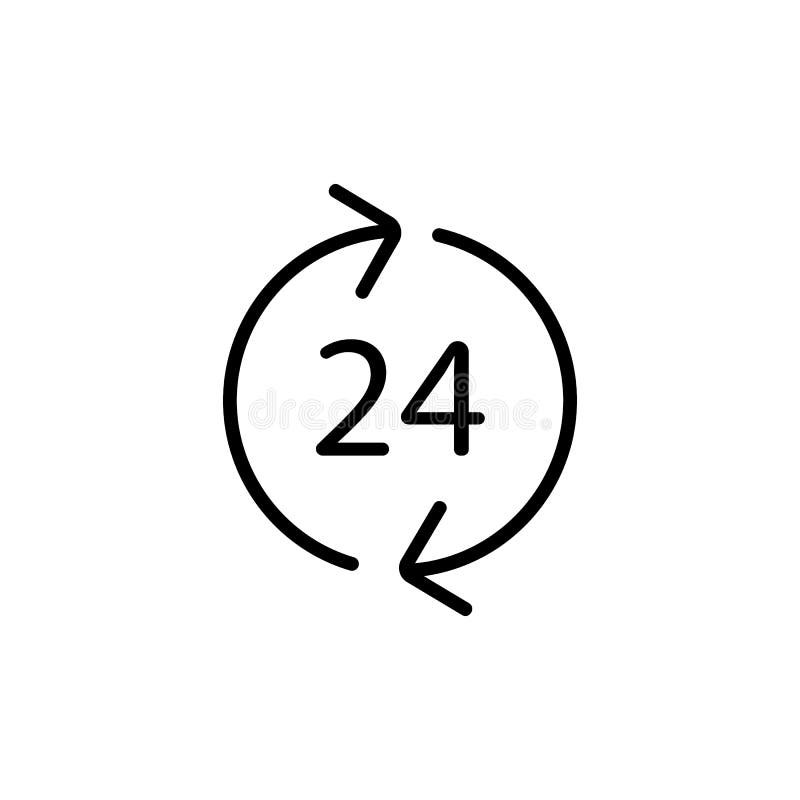 24-hour Mode of Operation Icon Vector. Isolated Contour Symbol ...