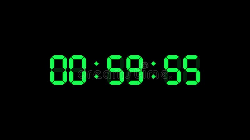 1 Hour O`clock Digital Clock. Seconds Count To One Stock Video - Video ...