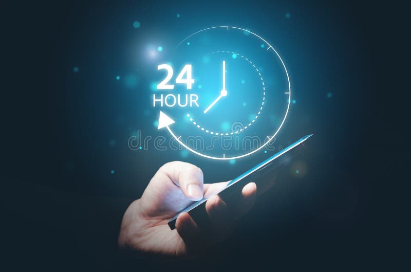 24hour Open, Service 24 Hour, Working 24 Hour 7 Days Stock Illustration ...