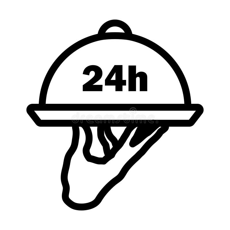 24 Hour Room Service Icon stock vector. Illustration of bold - 221555506
