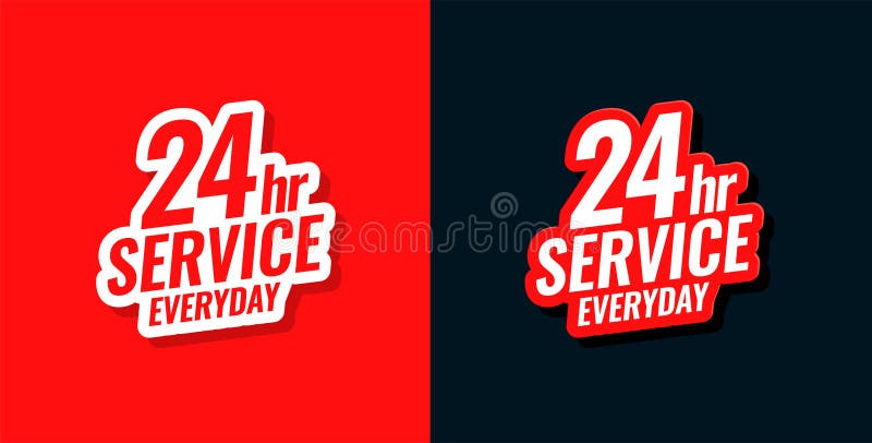 24 Hour Service Everyday Concept Sticker Design Stock Vector ...