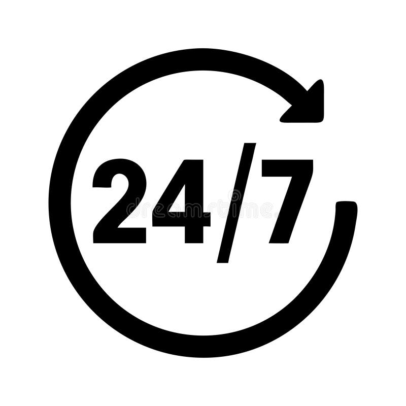 24 Hour Service Icon. 24 7 Availability Icon Vector Stock Illustration ...