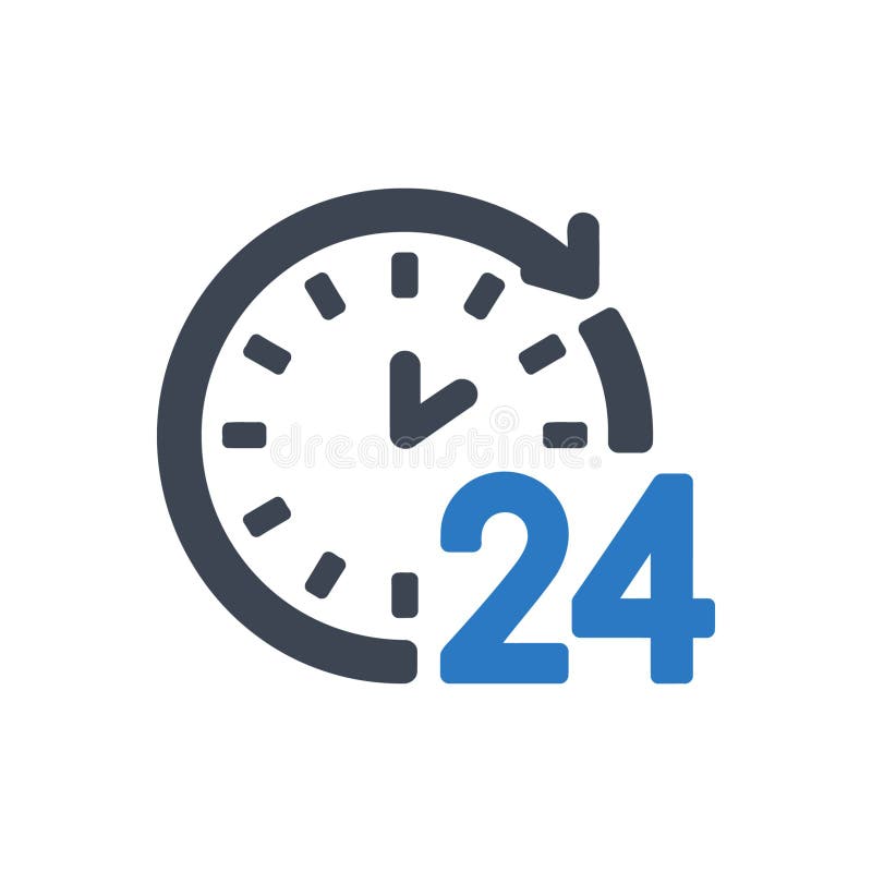 24-Hour Service Icon stock illustration. Illustration of vector - 361729142