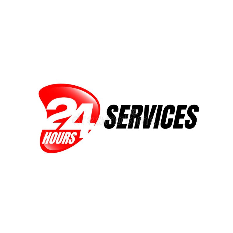 24 Hour Service Logo Vector Icon. Standby 24/7 Sign Day/night Services ...