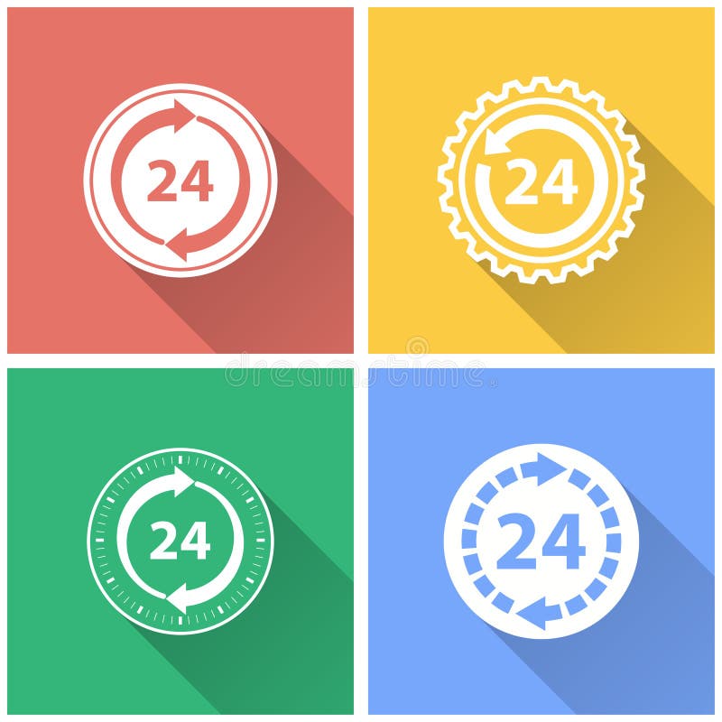 24 Hour Service - Vector Icon. Stock Vector - Illustration of four ...