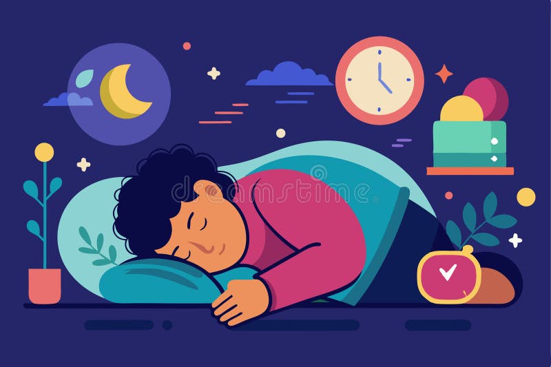 8-hour Sleep Concept Image. Wellness and Healthy Night Rest Vector ...