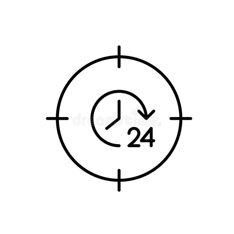 24 Hour Symbol in Aim Target Pointer. 24 7 Goal Tracking, Constant ...