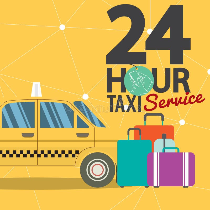 24 Hour Taxi Service Banner Vector Stock Vector - Illustration of city ...