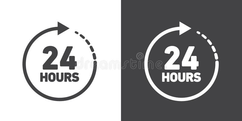 24 Hour Time Icon Flat Vector Set Outline Stock Illustration ...