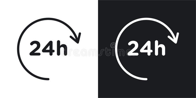 24 Hour time icon stock vector. Illustration of clock - 341276219