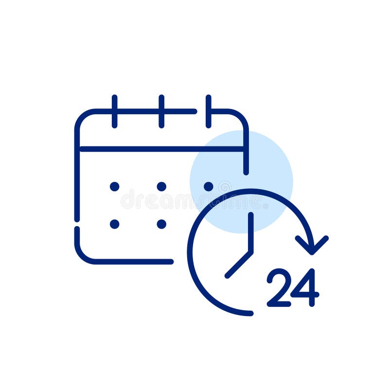 24 Hour Working Schedules. Calendar Time and Date. Pixel Perfect Icon ...