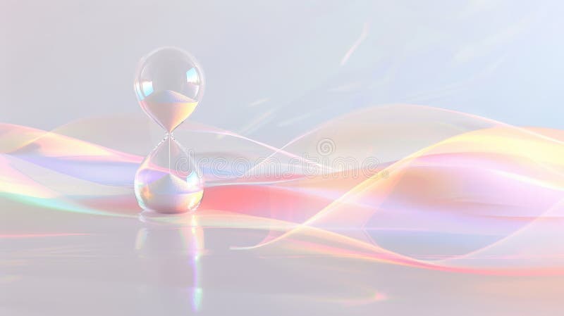 Hourglass with Abstract Colorful Light Waves Reflecting on Glass ...