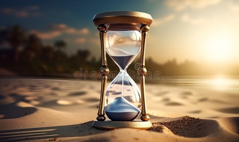 Hourglass on Beach Sand, Ai Generative Stock Illustration ...