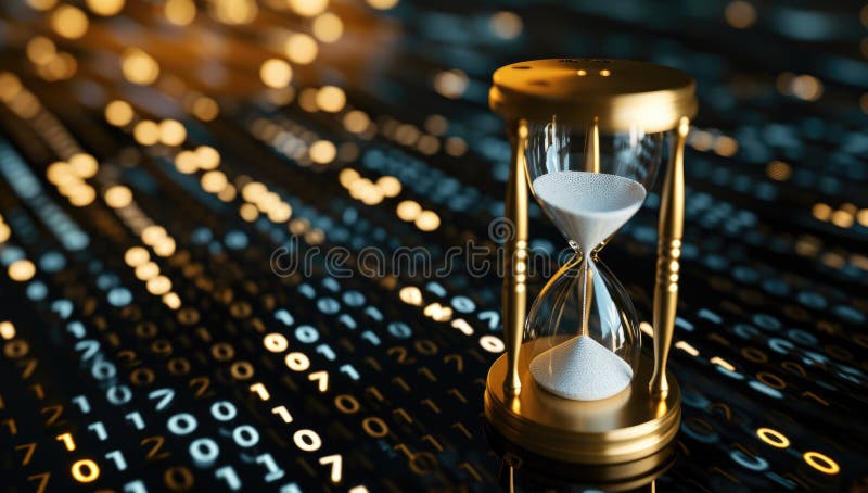 Hourglass and Binary Code. Time Concept Stock Illustration ...