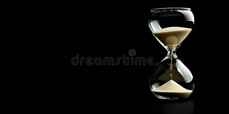 Hourglass on a Black Background Reflecting Time Passing Stock ...