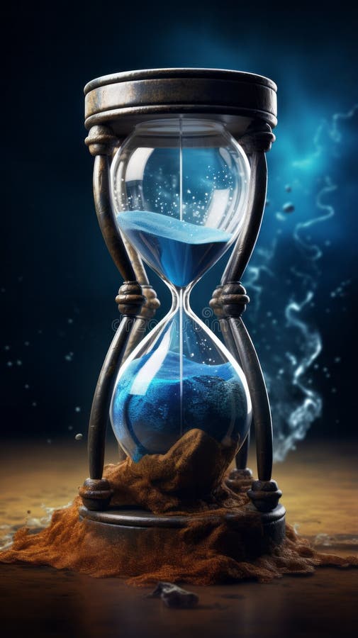 An Hourglass with Blue Liquid Pouring Out, Symbolizing the Passage of ...
