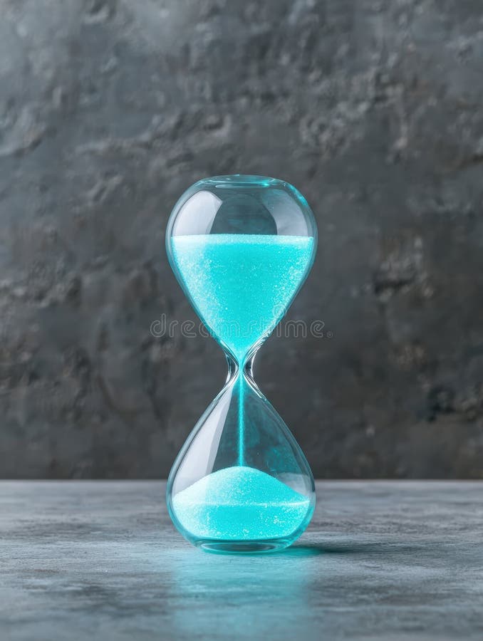 Hourglass with blue sand stock illustration. Illustration of hourglass ...