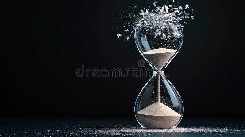An Hourglass Breaking Symbolizing the Passage of Time and Fleeting ...