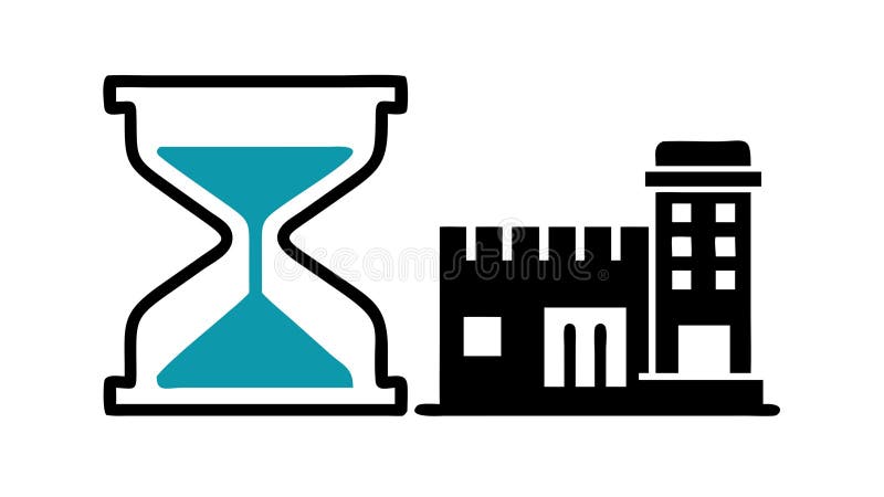 Hourglass & Castle: Ancient Time & Enduring History Icon, Vector Design ...