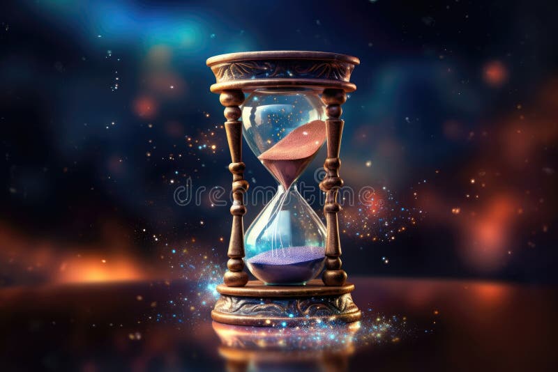 Hourglass with a Celestial Sky and Twinkling Stars Background ...