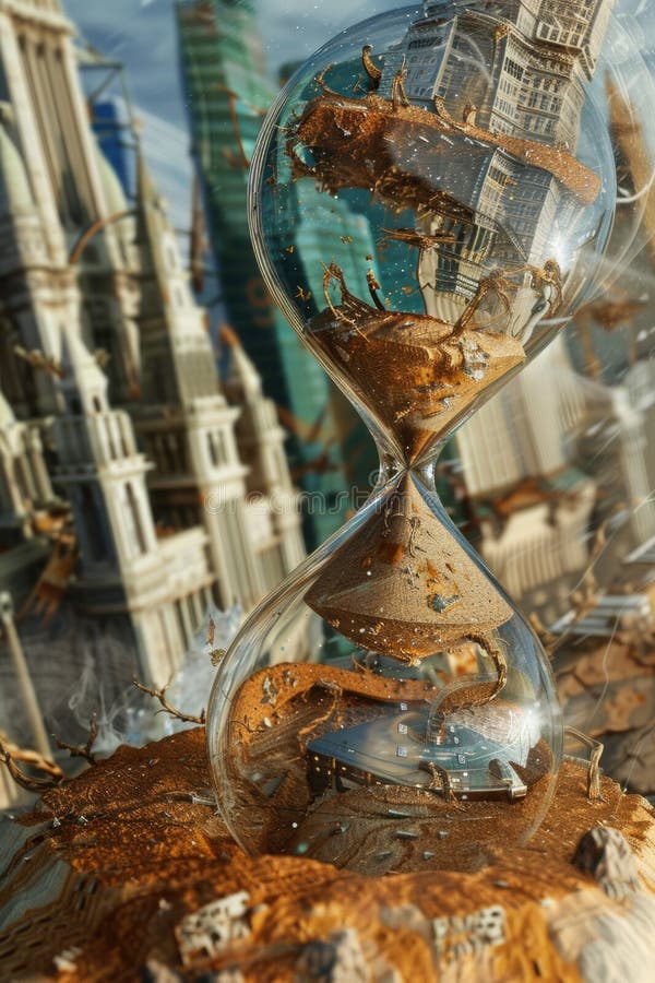Hourglass with City Background, Suitable for Time Management Concepts ...