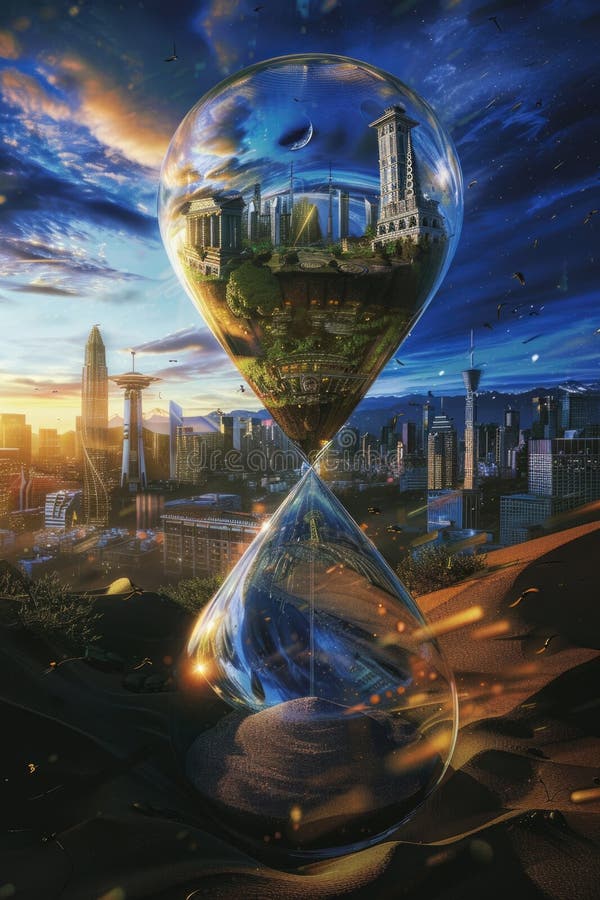 Hourglass with City Inside, Great for Time Concept Designs Stock Image ...
