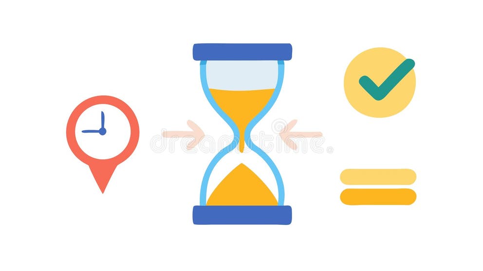 Hourglass, Clock & Checkmark: Punctual Accuracy & Tracking, Vector ...