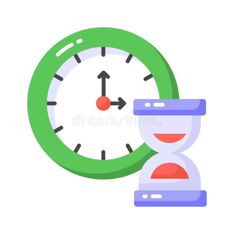 Hourglass with Clock Showing Icon of Time Management in Trendy Style ...