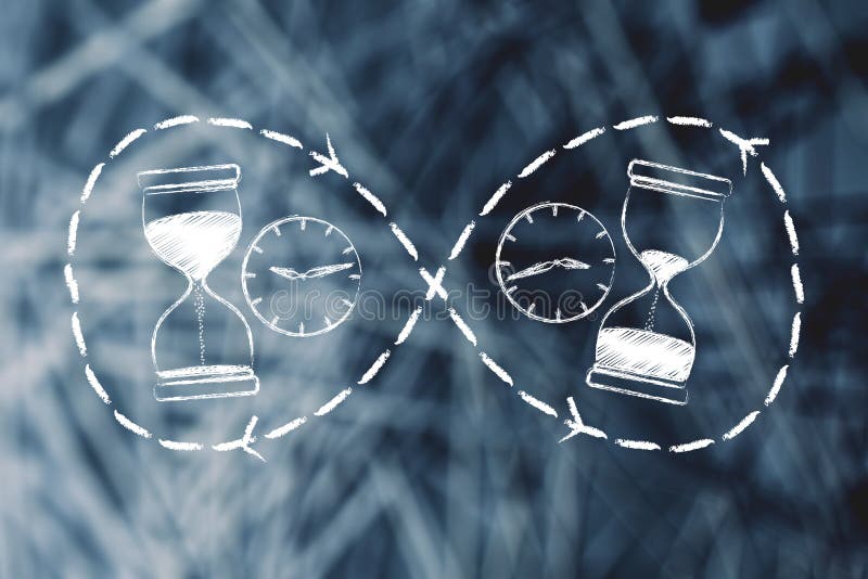 Hourglass and Clock before and after Time Passing Stock Illustration ...
