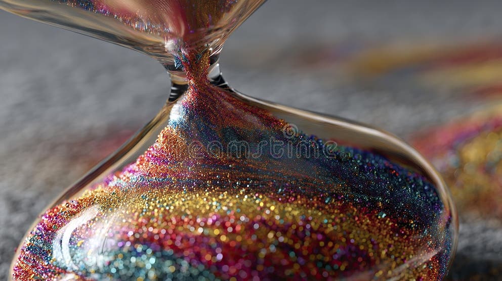 A Hourglass with Colourful Rainbow Sand Stock Illustration ...