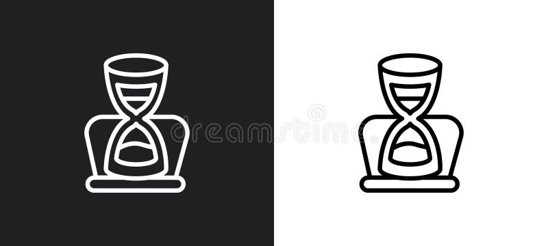 Hourglass Countdown Outline Icon in White and Black Colors. Hourglass ...