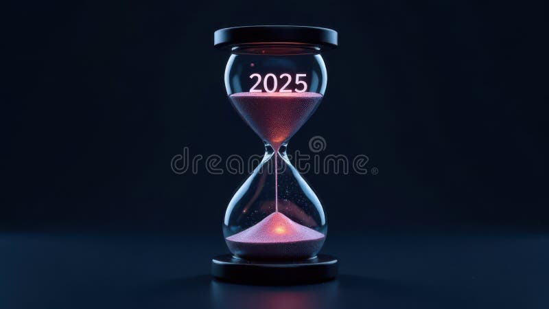 Hourglass Counting Down To 2025 on Dark Background Stock Image - Image ...