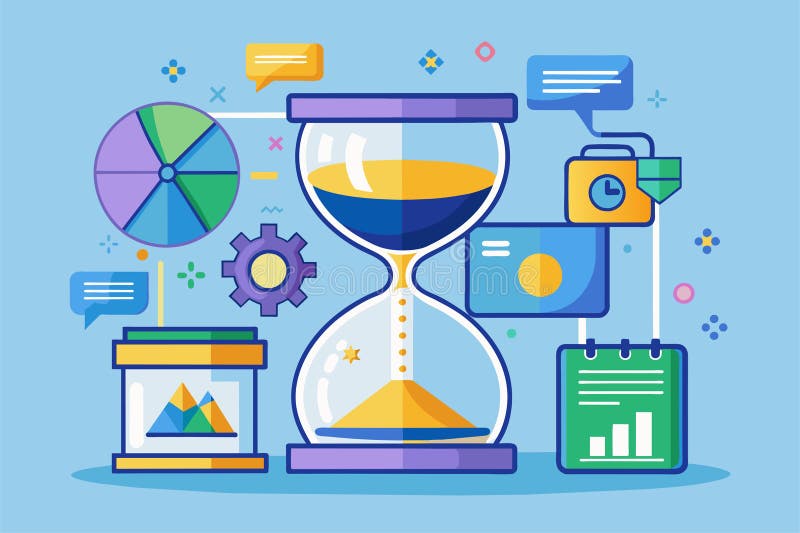 An Hourglass is Depicted Alongside Icons Representing Data ...