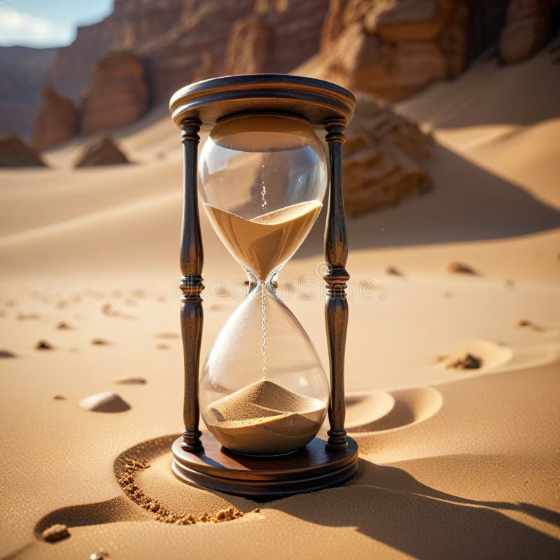 Hourglass On Desert Sand Crisis Deadline Time Running Out In Middle East Stock Illustration