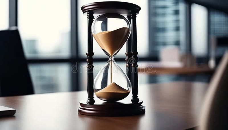 An Hourglass on a Desk in an Office Stock Illustration - Illustration ...