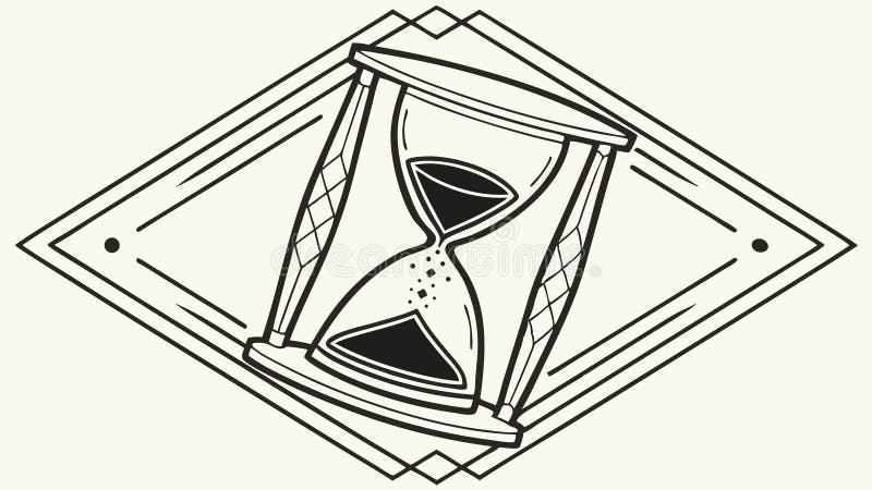 Hourglass in a Distinctive Geometric Framed Design, Modern Time, Vector ...
